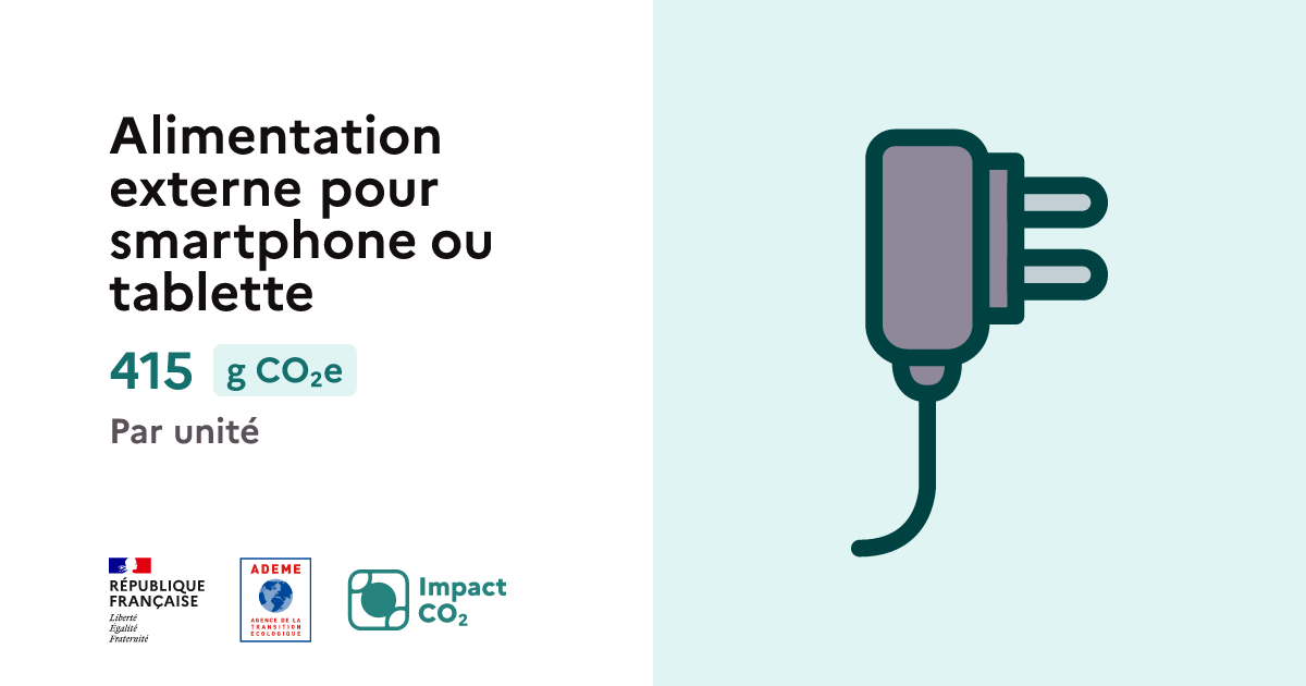 Alimentation externe pour smartphone ou tablette | Impact CO₂